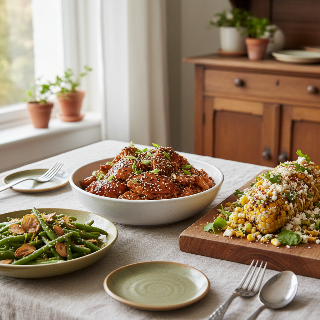 Wholesome Family Dinner: Teriyaki Pulled Chicken, Elote Salad, and ...
